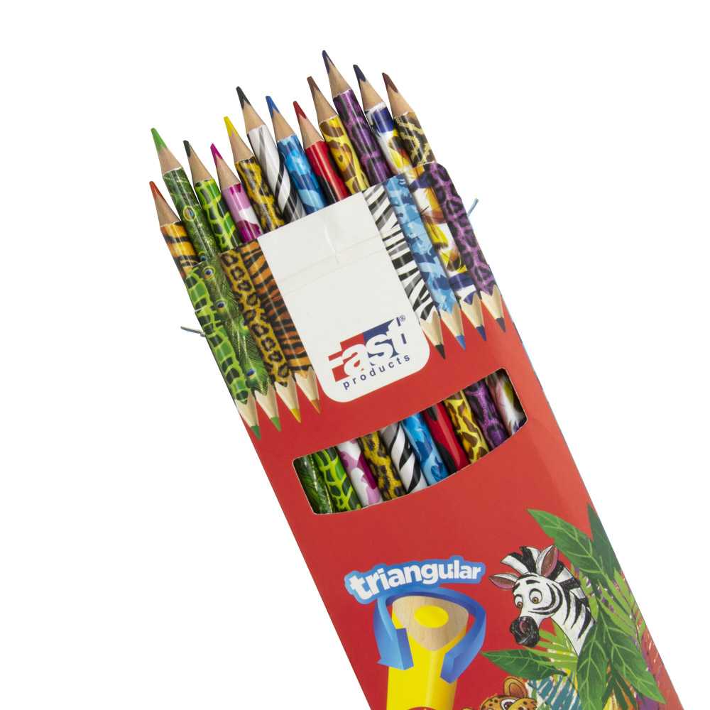 CRAYON DE MADERA FAST LARGO 12 COLORES SAFARI | Distribuidora los escudos